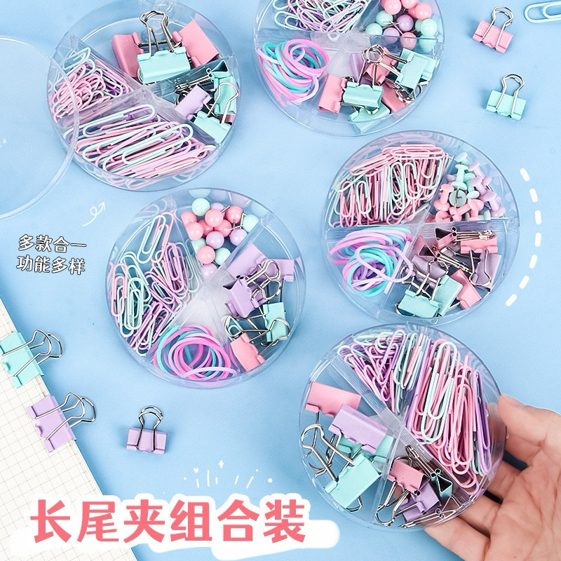 Macaron Color Paper Clip Long Tail Clip Push Pins Rubber Band Magnet ...