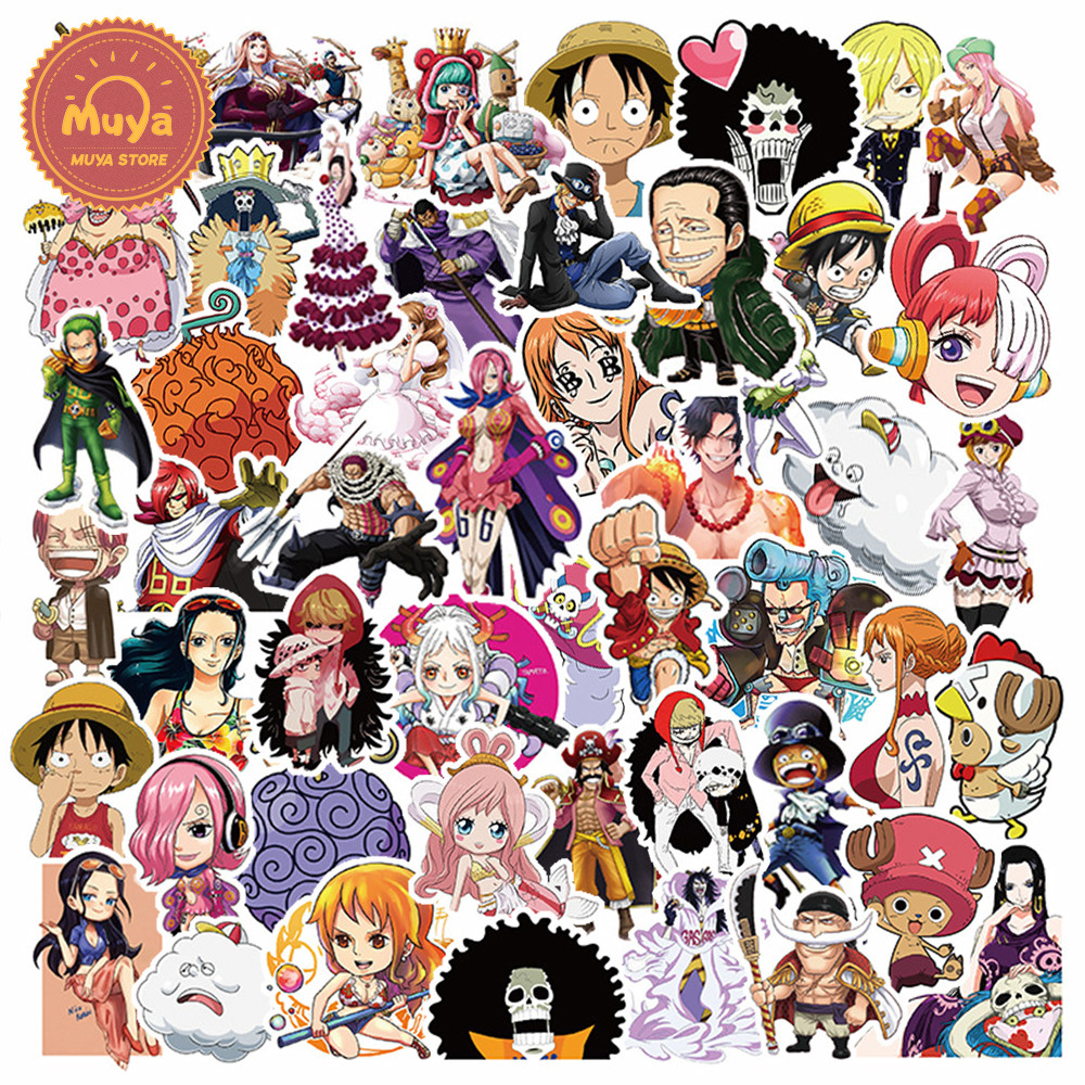 MUYA 50pcs One Piece Japanese Anime Stickers Aesthetic Sticker ...