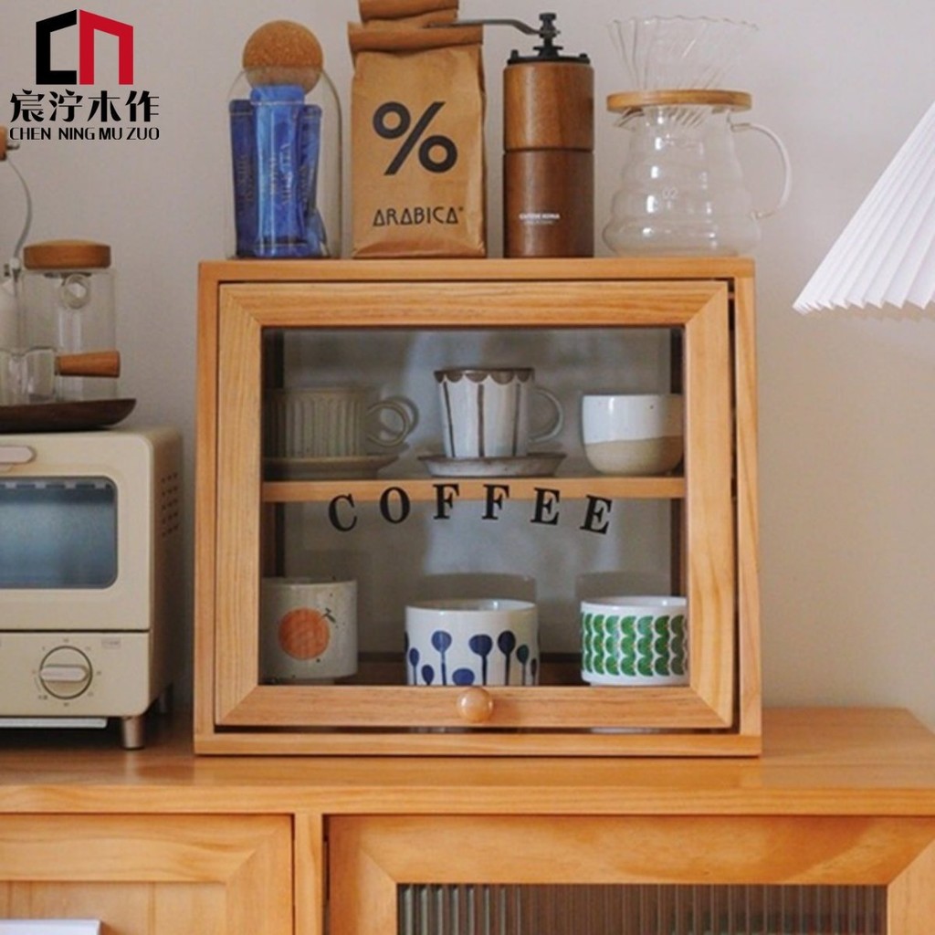 Japanese-Style Solid Wood Sideboard Kitchen Cupboard Desktop Snack ...