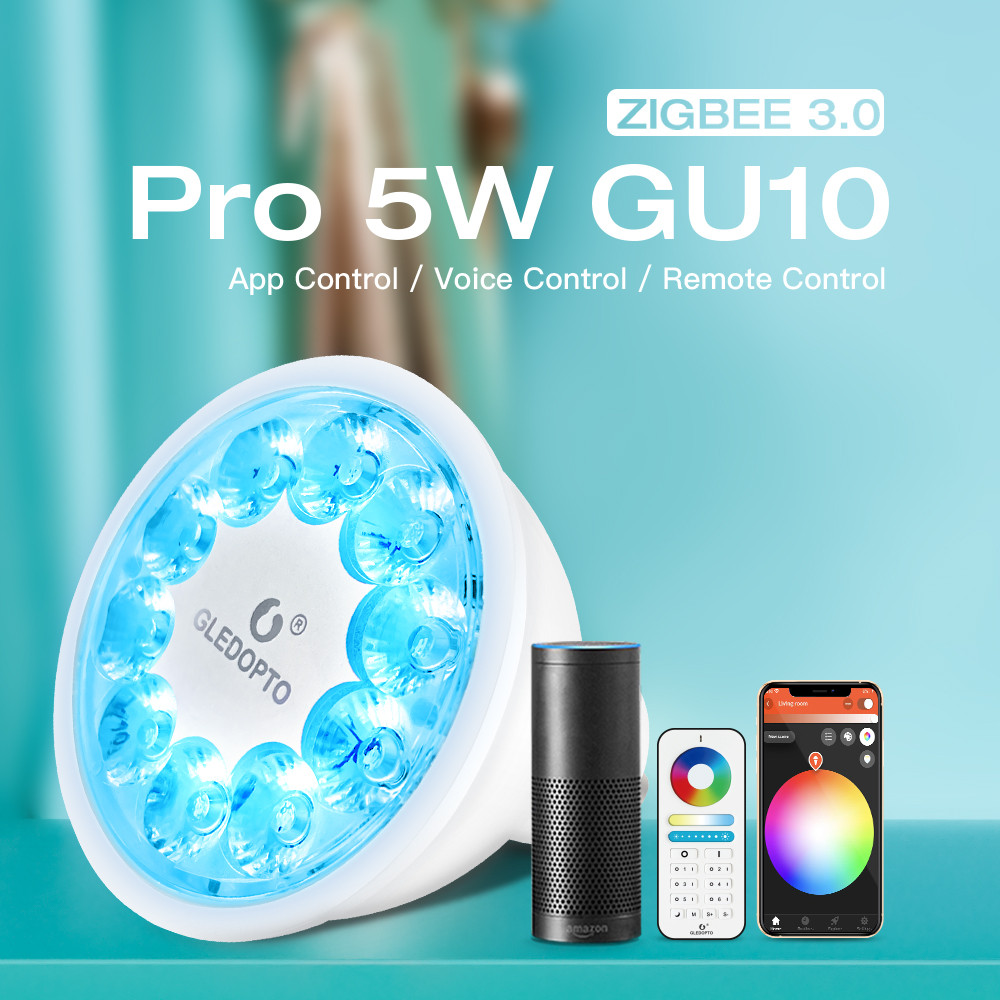 GLEDOPTO Smart 5W RGBCCT LED GU10 Pro ZigBee 3.0 Intelligent Spotlight ...