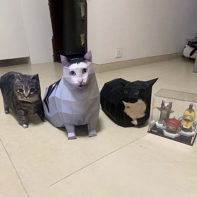 "DIY Paper Cat Meme Craft Kit - Origami Templates for Funny Spinning ...