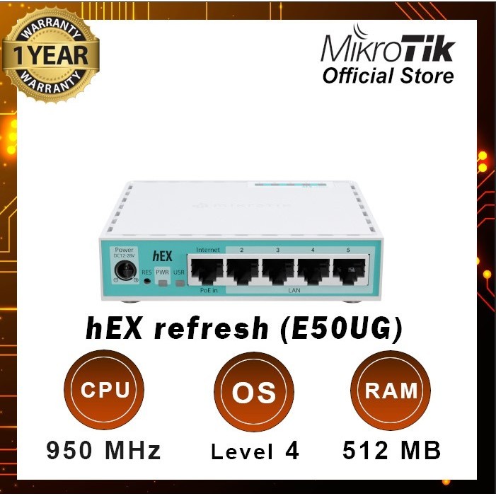 Mikrotik E50UG HEX Refresh Router 5 Port Gigabit V | Shopee Singapore