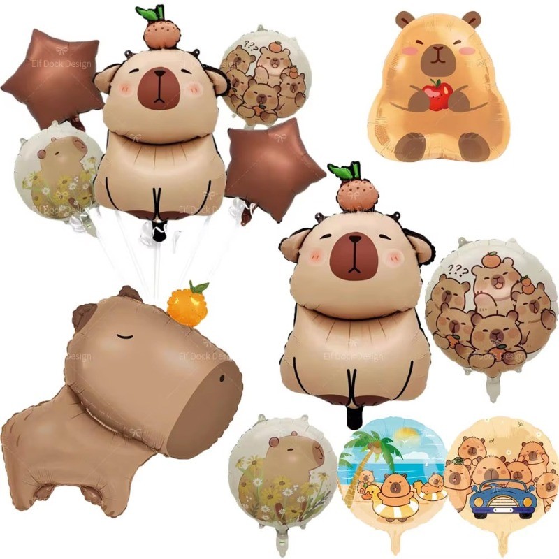 Cartoon Cute Capybara Theme Aluminium Film Balloon Kids Children Happy ...