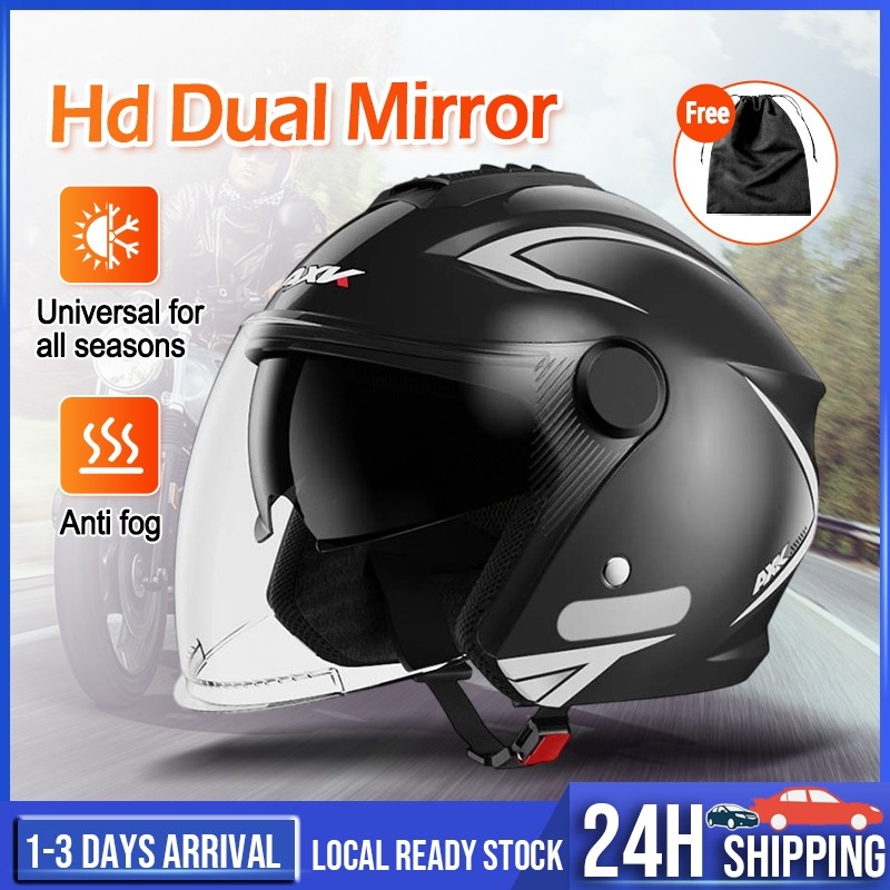 Double Lens Motorcycle Helmet Half Helmet Motor Topi Keledar Helmet ...