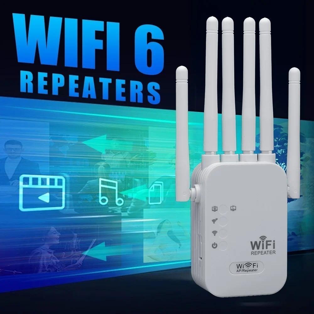 2.4GHz 5GHz WiFi Repeater 1200Mbps 6 Antennas Wireless Wi-Fi Extender ...