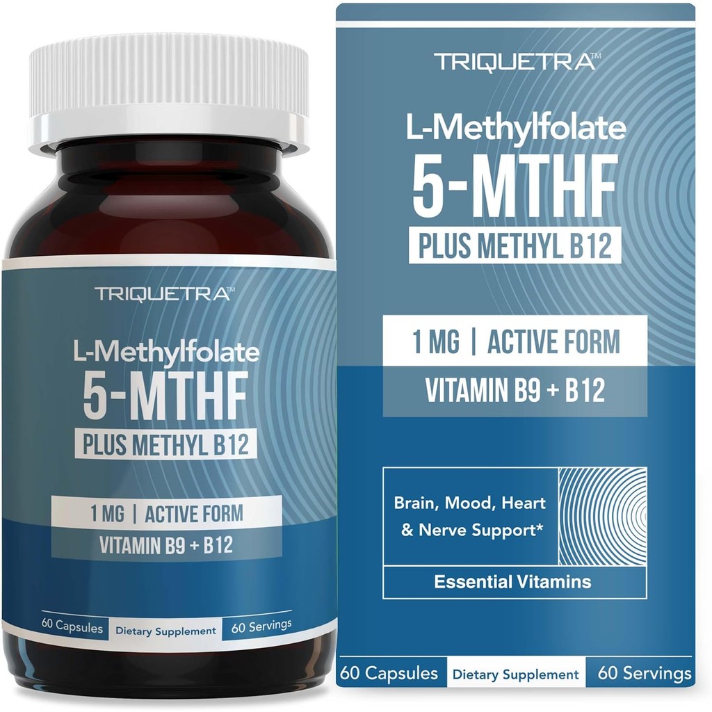 L Methyl Folate 1000 mcg Plus Methyl B12 Cofactor – Active 5-MTHF Form ...
