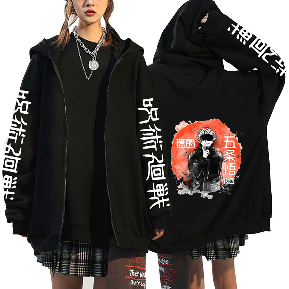 Anime Jujutsu Kaisen Gojo Satoru zipper Hoodies Coats Streetwear Ryomen ...