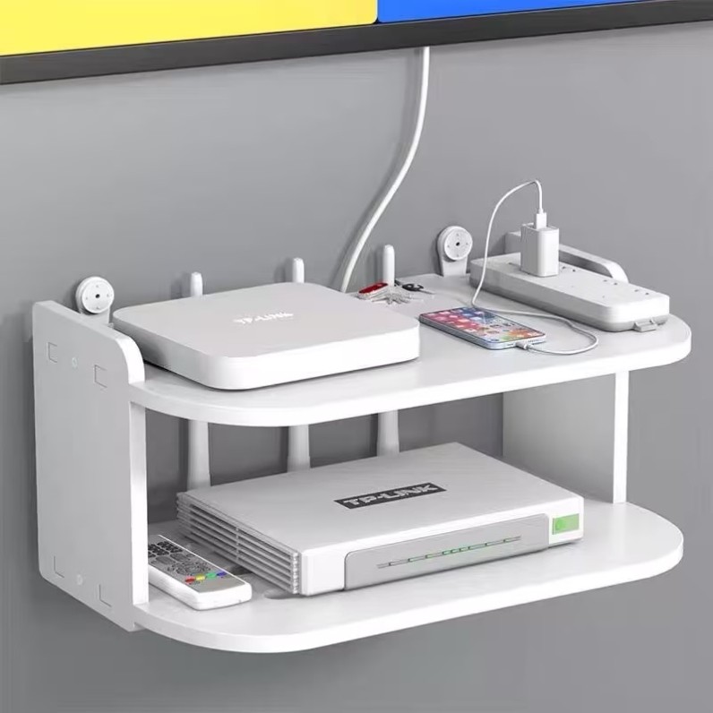 [48H Shipping] Router Holder wifi Storage Box Wall Rack Punch-Free Wall ...