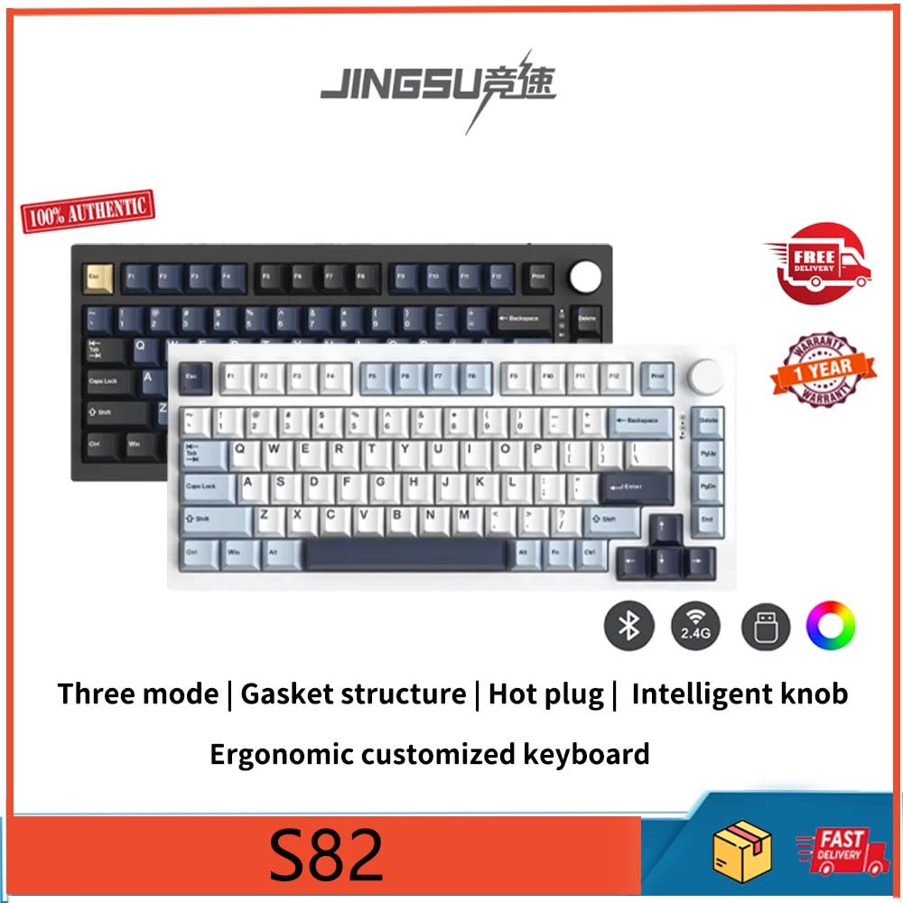 JINGSU S82 three mode customized wireless game mechanical keyboard ...
