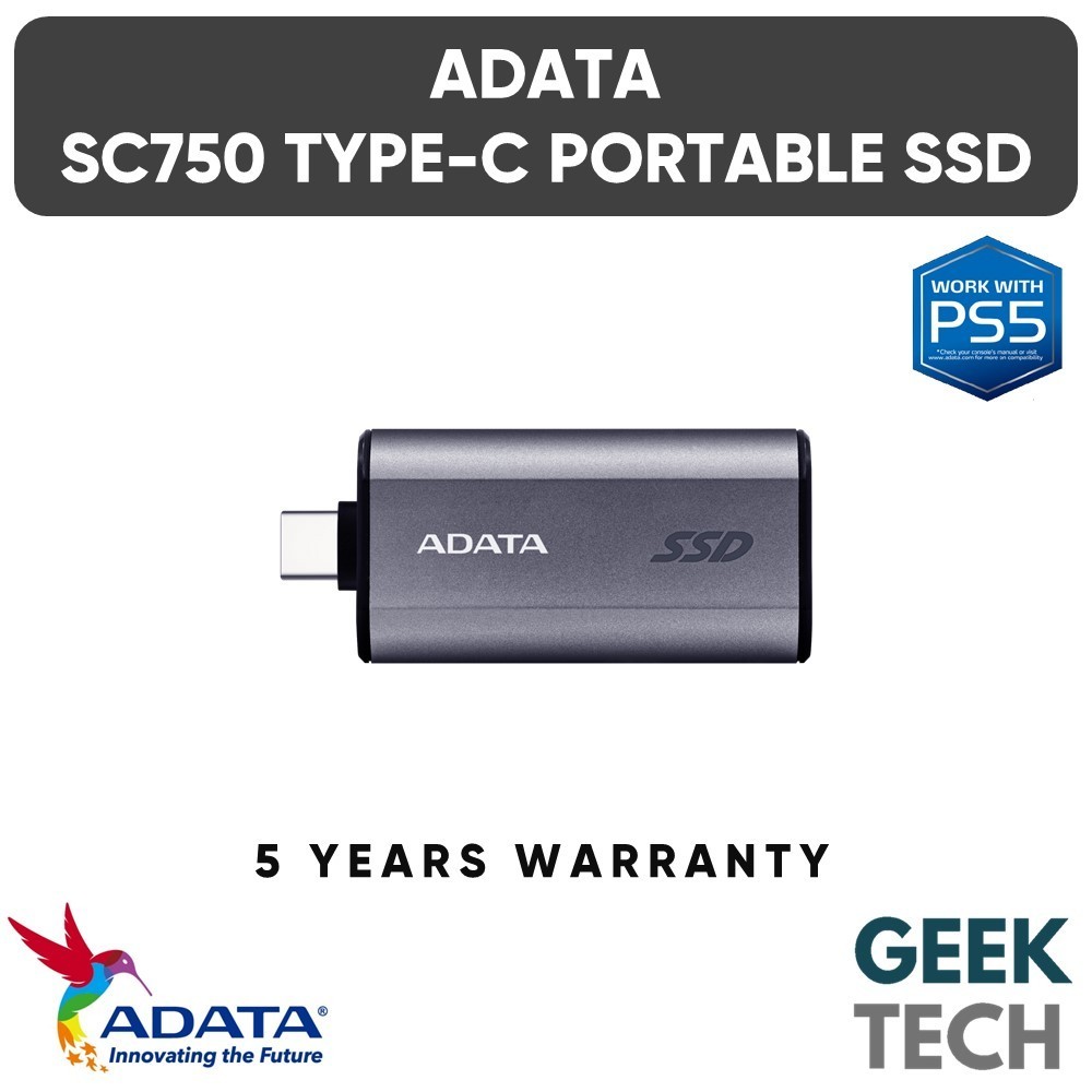 ADATA SC750 USB-C External Portable SSD High Speed Read/Write Up To 1,050/1,000 MB/s 500GB/1TB ...