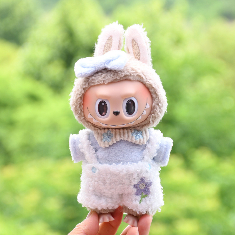 17cm Labubu Clothes Plush Lazy Suit Pendant Labubu Doll Baby Clothes ...
