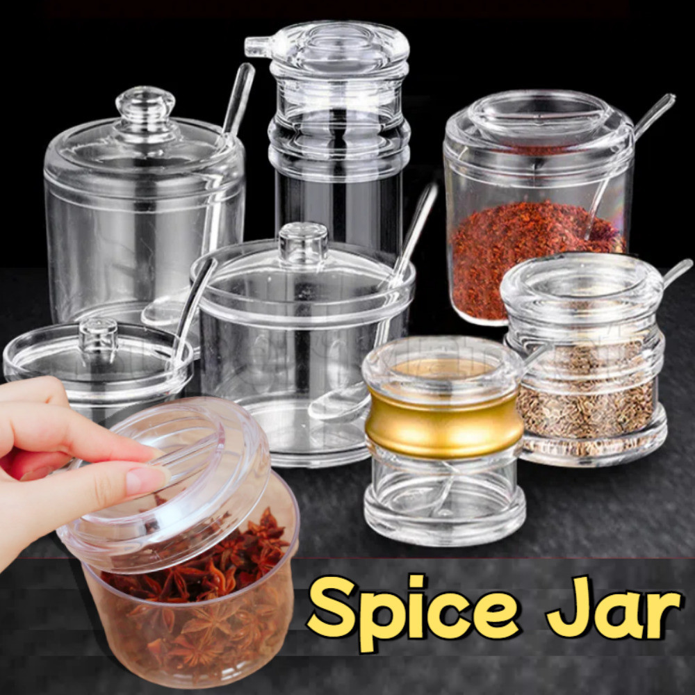 [ Featured ] Kitchen Condiment Jar with Lid Spoon - Seasonings Storing ...