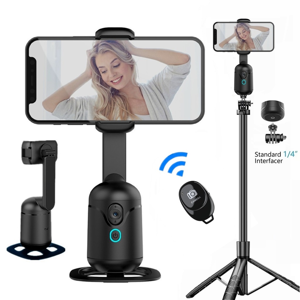 360°Rotation Gimbal Stabilizer Selfie Stick Auto Face Tracking Tripod ...