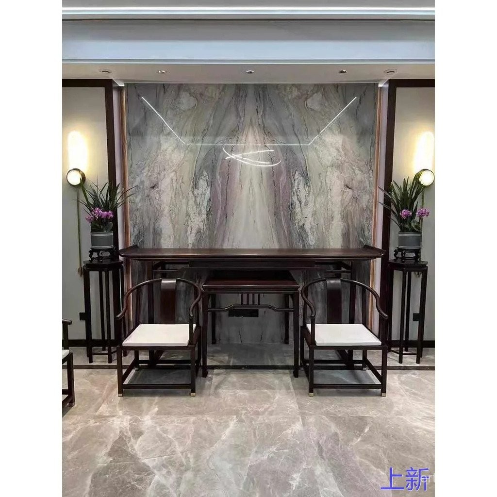 New Chinese Style a Long Narrow Table Middle Hall Six-Piece Solid Wood ...