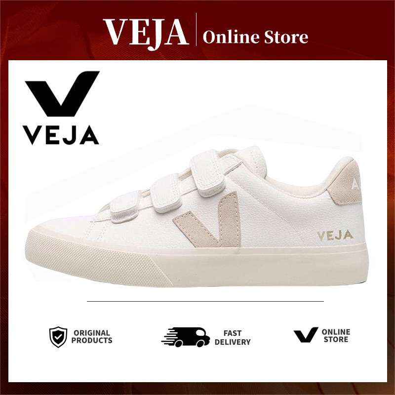 VEJA Velcro Strap Shoes for Men and Women White Casual Sneakers ...