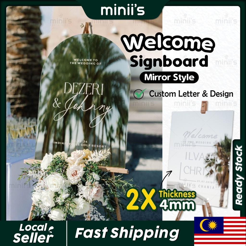 MINIIS Wedding Welcome Signboard Mirror Custom Sticker Welcome Sign ...