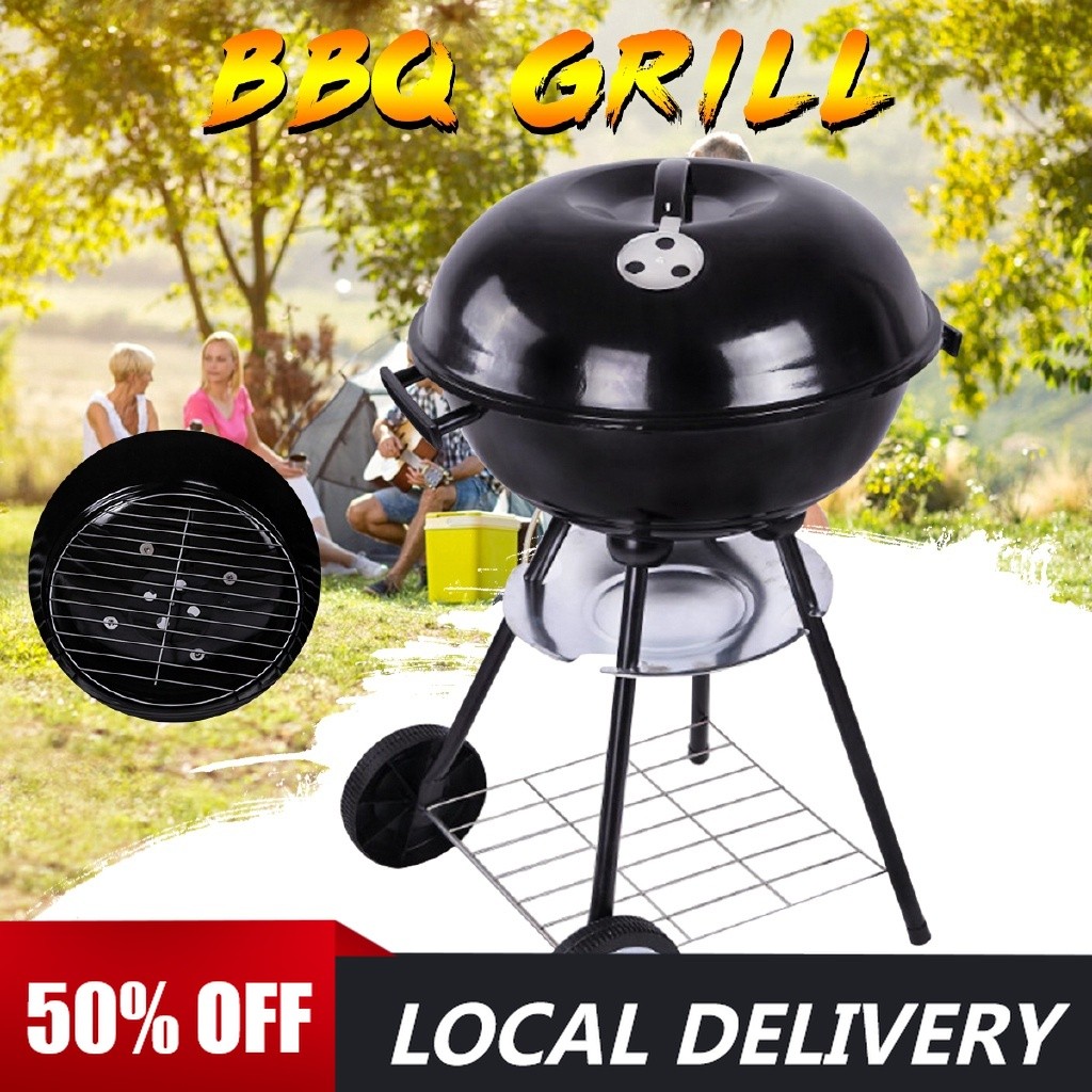 17Inches Trolley Metal Charcoal BBQ Grill Pit Outdoor Camping Cooker ...