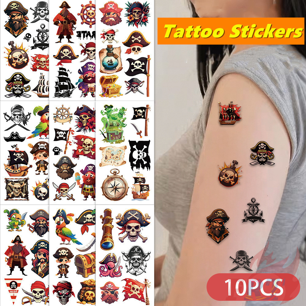10Sheets/Set Cartoon Pirate Series 01 Temporary Tattoo Stickers ...