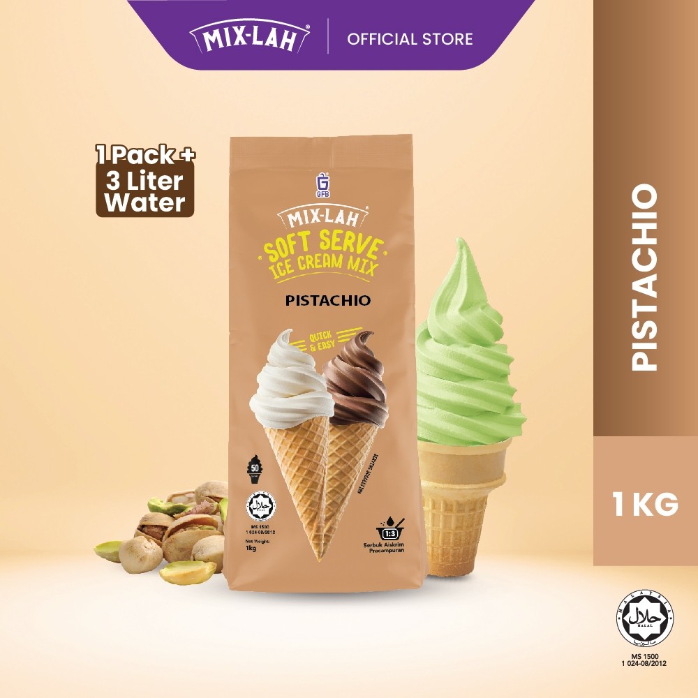 MIX-LAH Pistachio Soft Serve Ice Cream Powder Mix 冰淇淋粉 (1kg) | Shopee ...