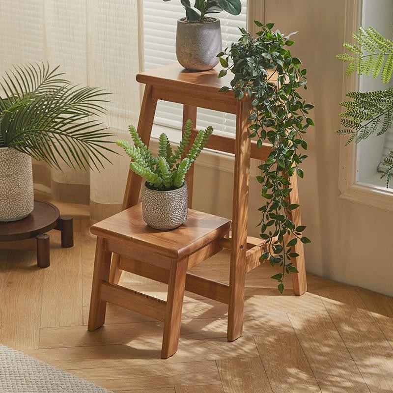 Solid Wood Foldable Step Stool Household Climbing Stool Dual-Purpose ...