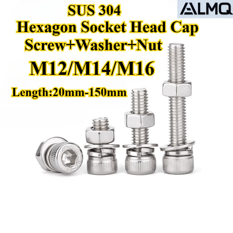 [LMQ-BTNLJLS] SUS304 Hexagon Socket Head Cap Screw + Washer + Hex Nut ...