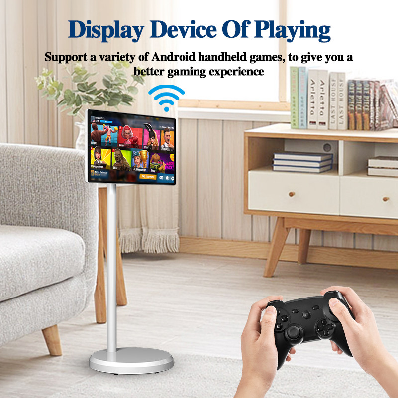 21.5 Inch Smart Portable TV On Wheels 6+128gb White Tv Portable With ...