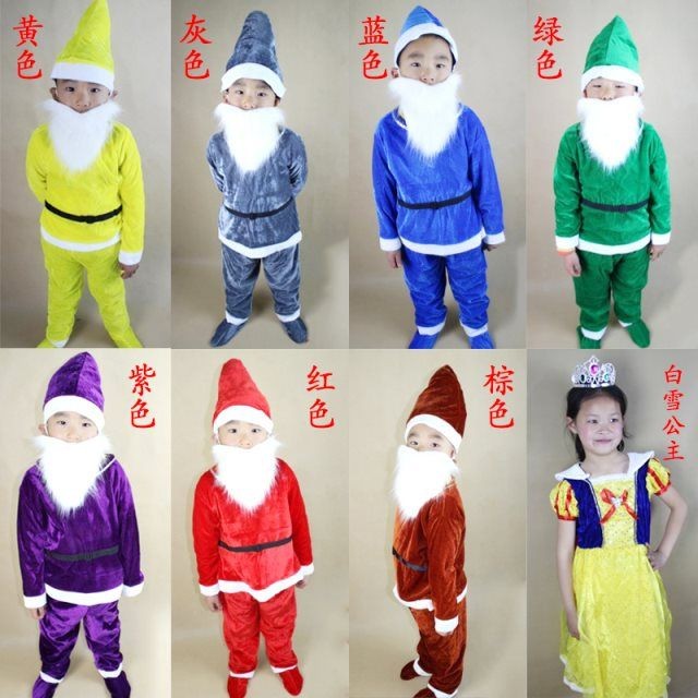 Christmas Seven Dwarfs Children Performance Costumes Prince Snow White ...