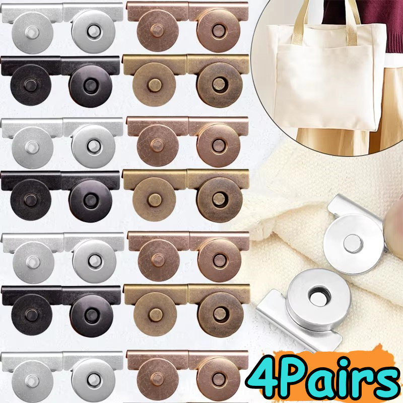 4Pairs 17MM Magnetic Snap Fasteners Clasps Buttons Handbag Purse Wallet ...