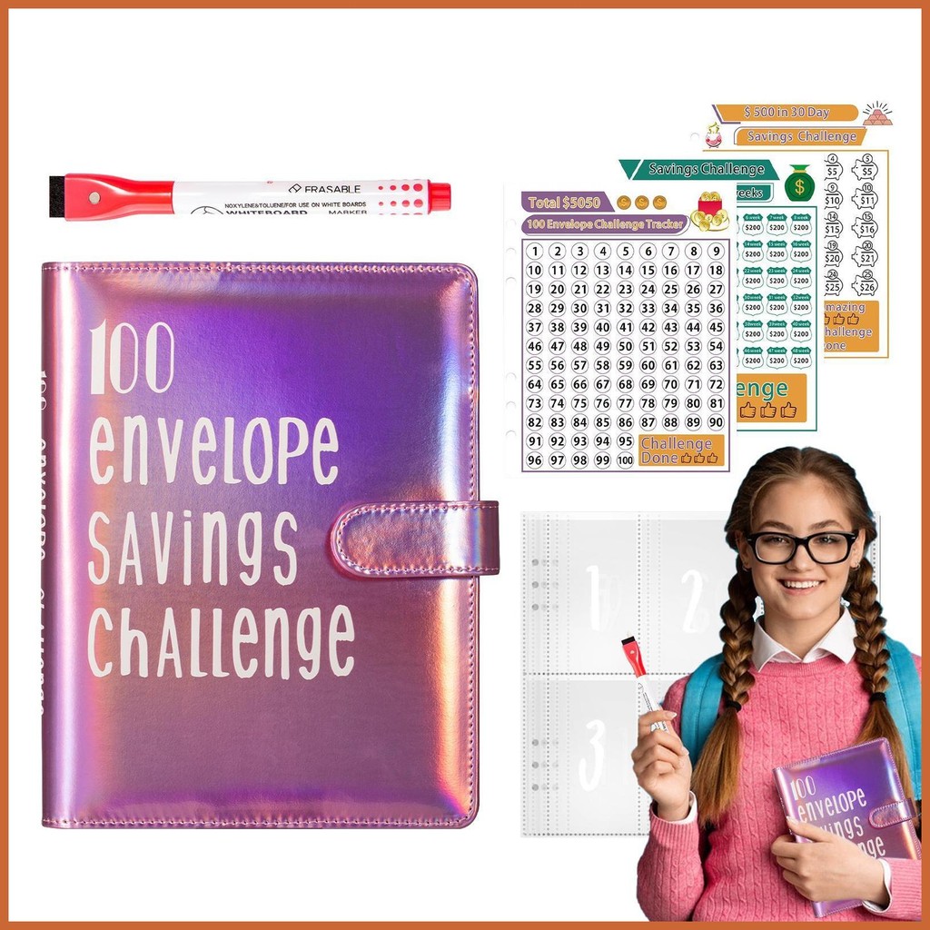 100 Envelope Challenge Binder Money Envelopes Binder Saving Challenge ...