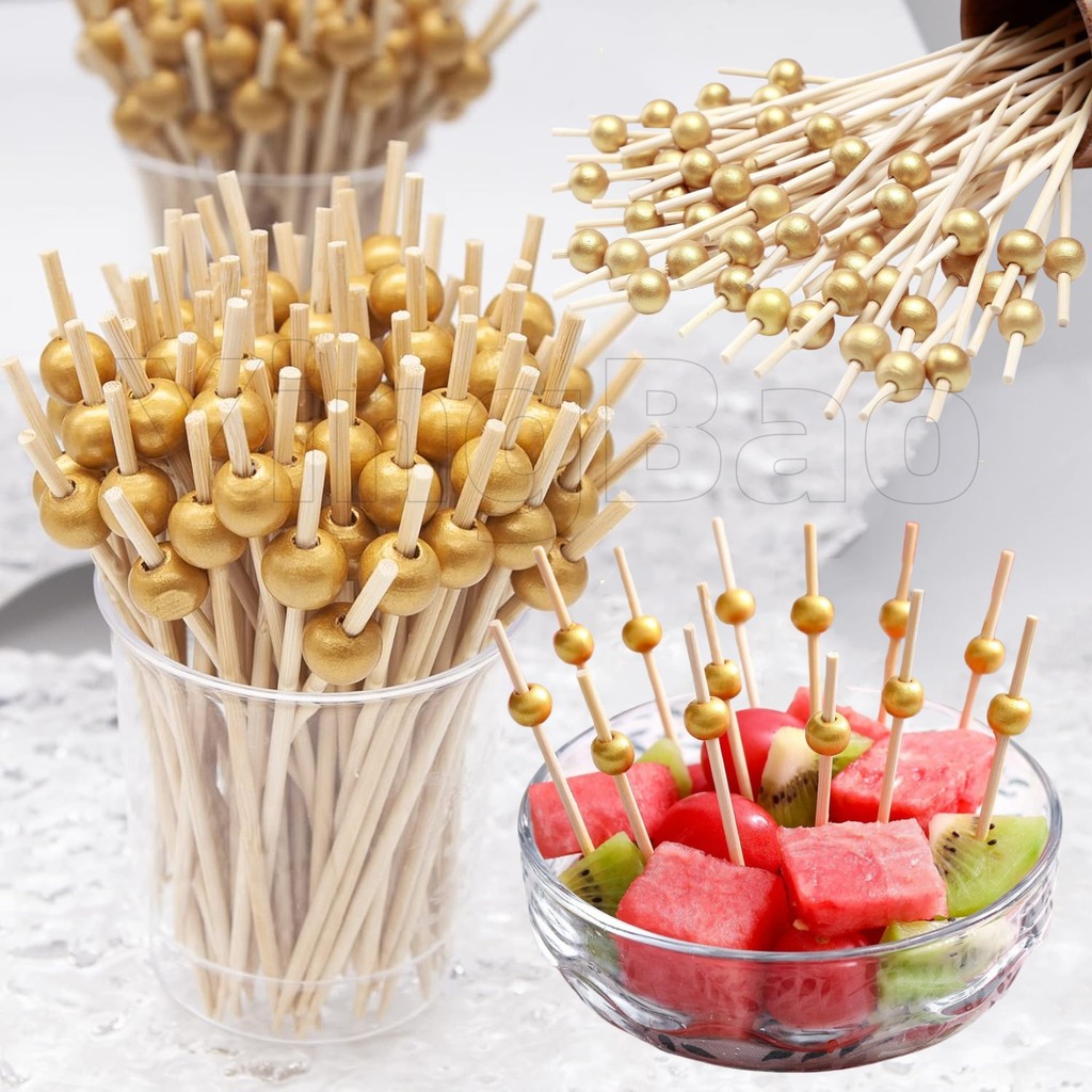 100PCS 12cm Disposable Bamboo Fork Twisted Party Buffet Fruit Desserts ...