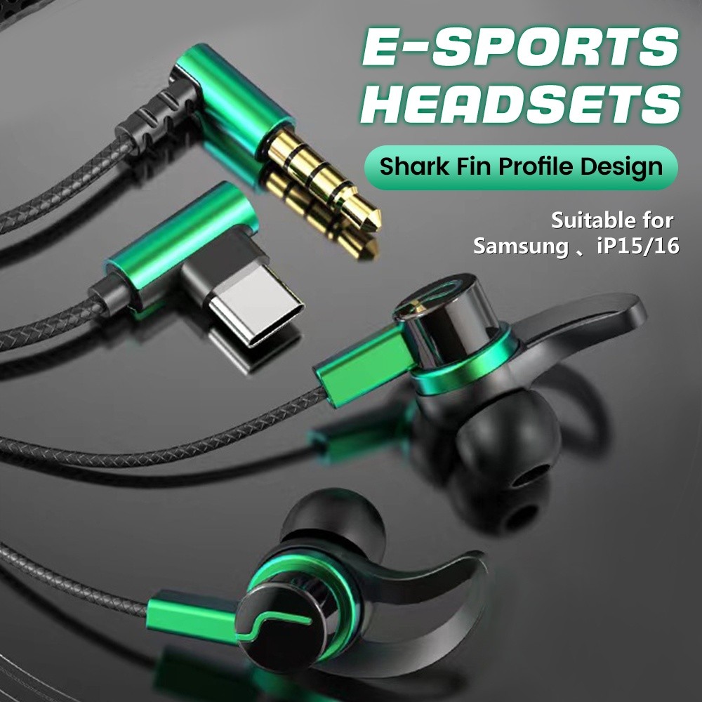 New L-shaped Esports Gaming Earphones Type-C/3.5mm Interface with In ...