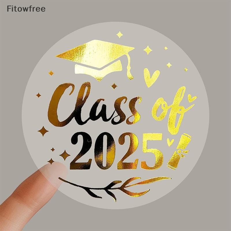 Fitow 500pcs Graduation Stickers Class Of 2025 Transparent Gold Foil ...