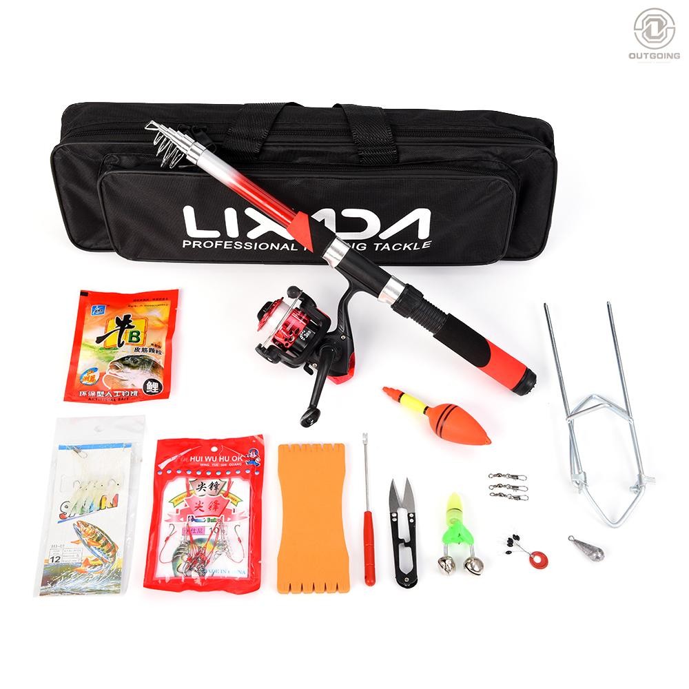 Lixada Fishing Tackle Set with 2.1m Telescopic Fiberglass Fishing Sea ...