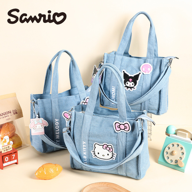 Authentic Kuromi Melody Hello Kitty Denim Portable Tote Bag Large ...