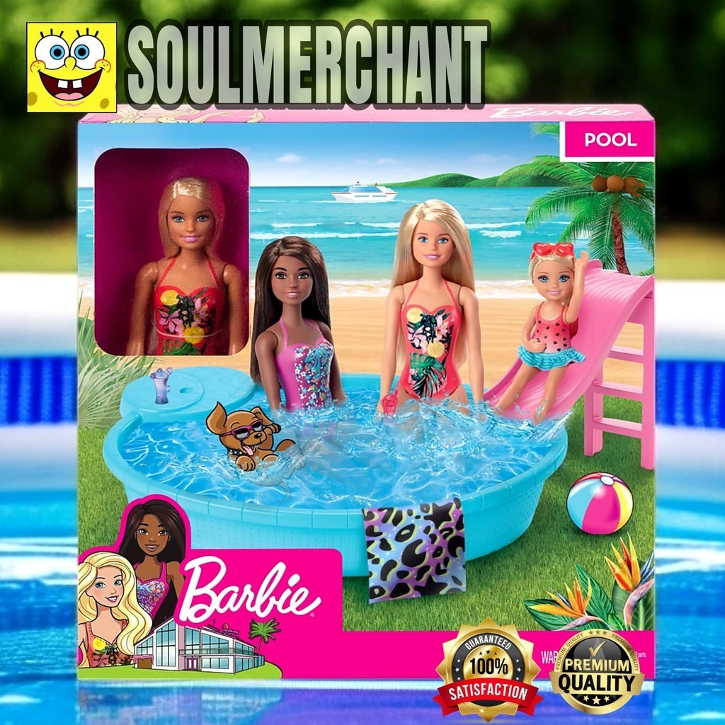Barbie Dool and Pool Playset Original Mattel Swimming Pool | Shopee ...
