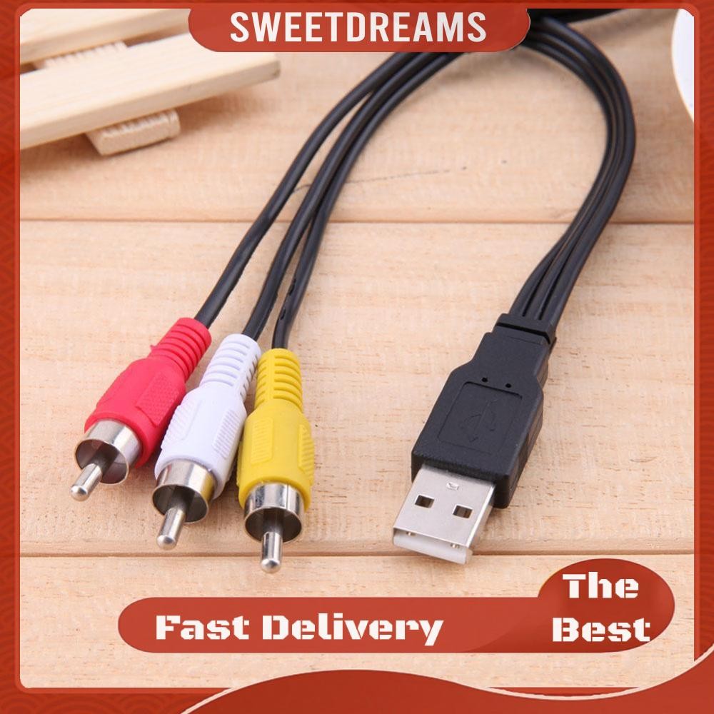 New 1.5M 5ft USB Male A to 3 RCA AV A/V TV Adapter Cord Cable Audio AV ...