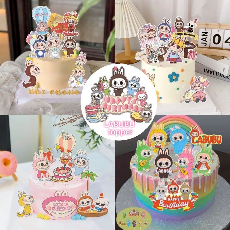 Labubu birthday cake decoration ornament cartoon cute children boys and ...
