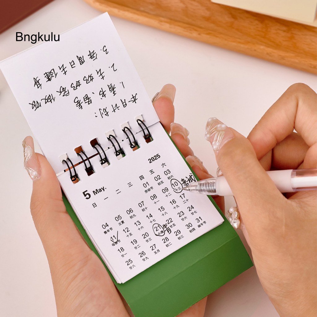 BN Metal Double Coils Calendar Compact Desktop Calendar 2025 Mini Desk ...