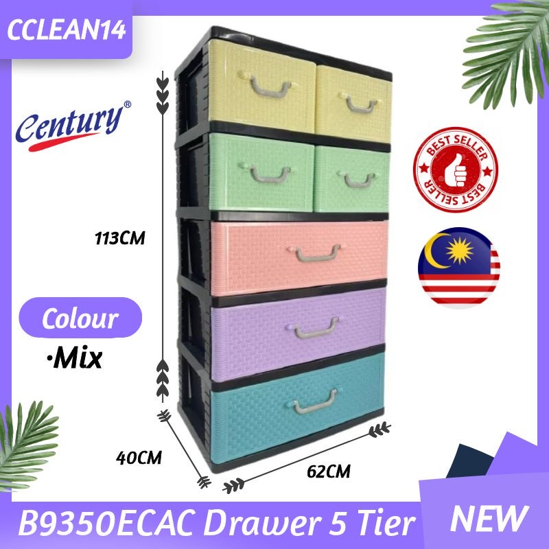 Century Drawer 5 TIER Clothes Cabinet Storage Laci Rak Penyimpanan Baju ...