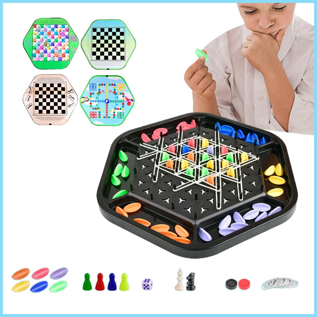 Flying Chess Game 4 In 1 Travel-Friendly Family Games Chain Snake ...