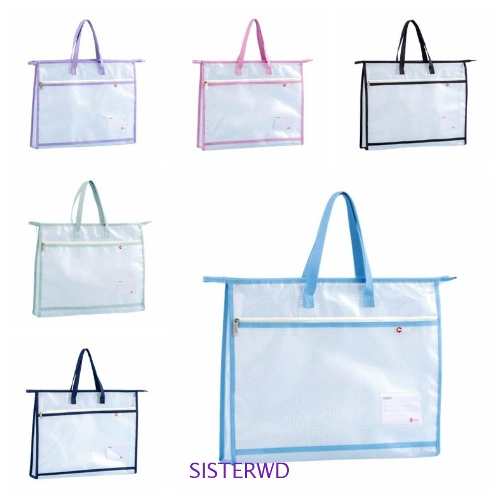 SISTERWD A3/A4 File Storage Bag, Clear Multi-layer Zipper Pouch Bag ...