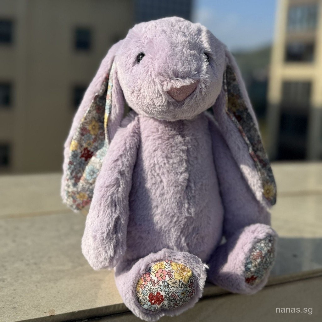 Jellycat Purple Floral Bonnie Bunny Plush Toy Cloth Lop Bunny Toy Cross ...