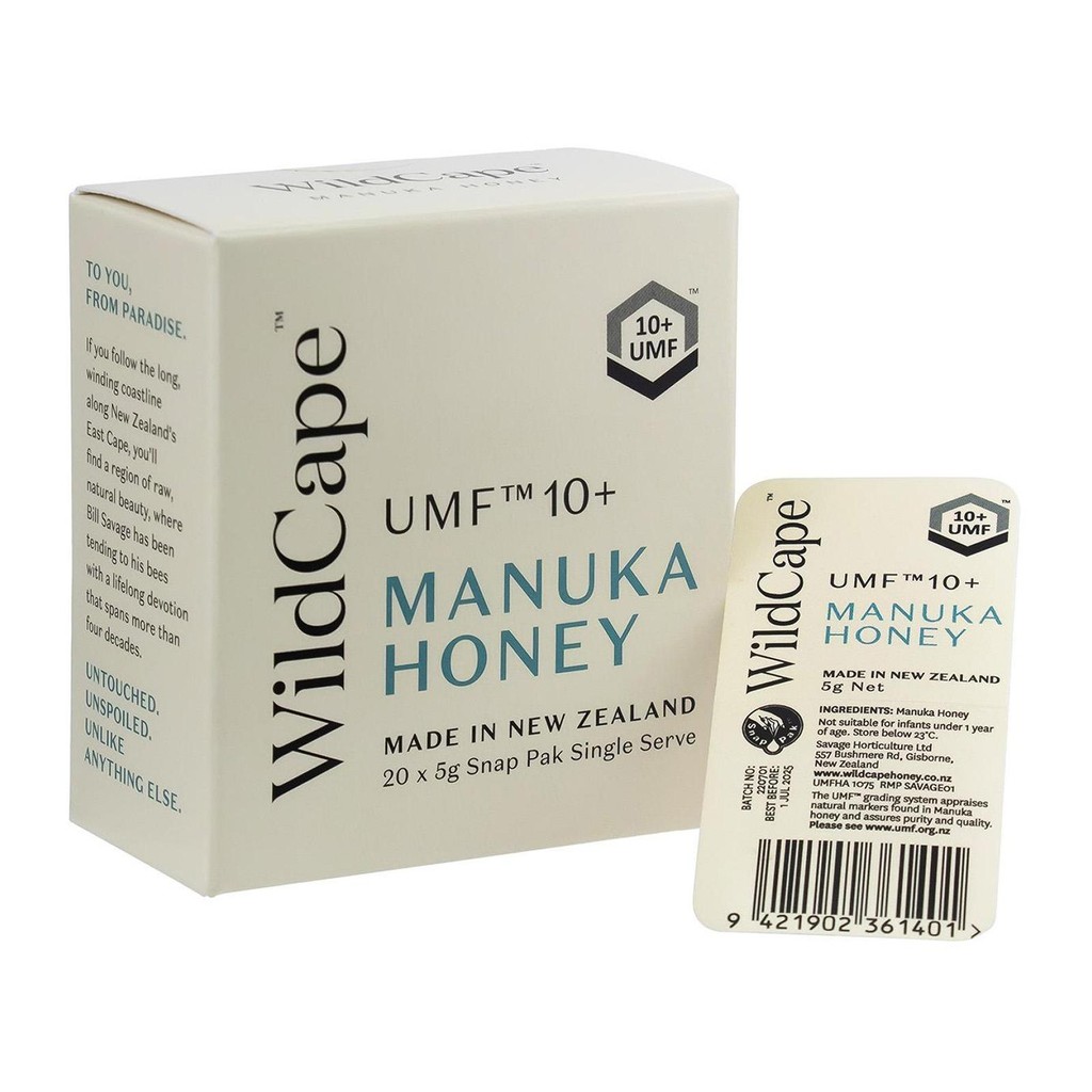 WildCape UMF 10+ Manuka Honey Snap Pack (New Zealand) Pack of 20 (20 x ...