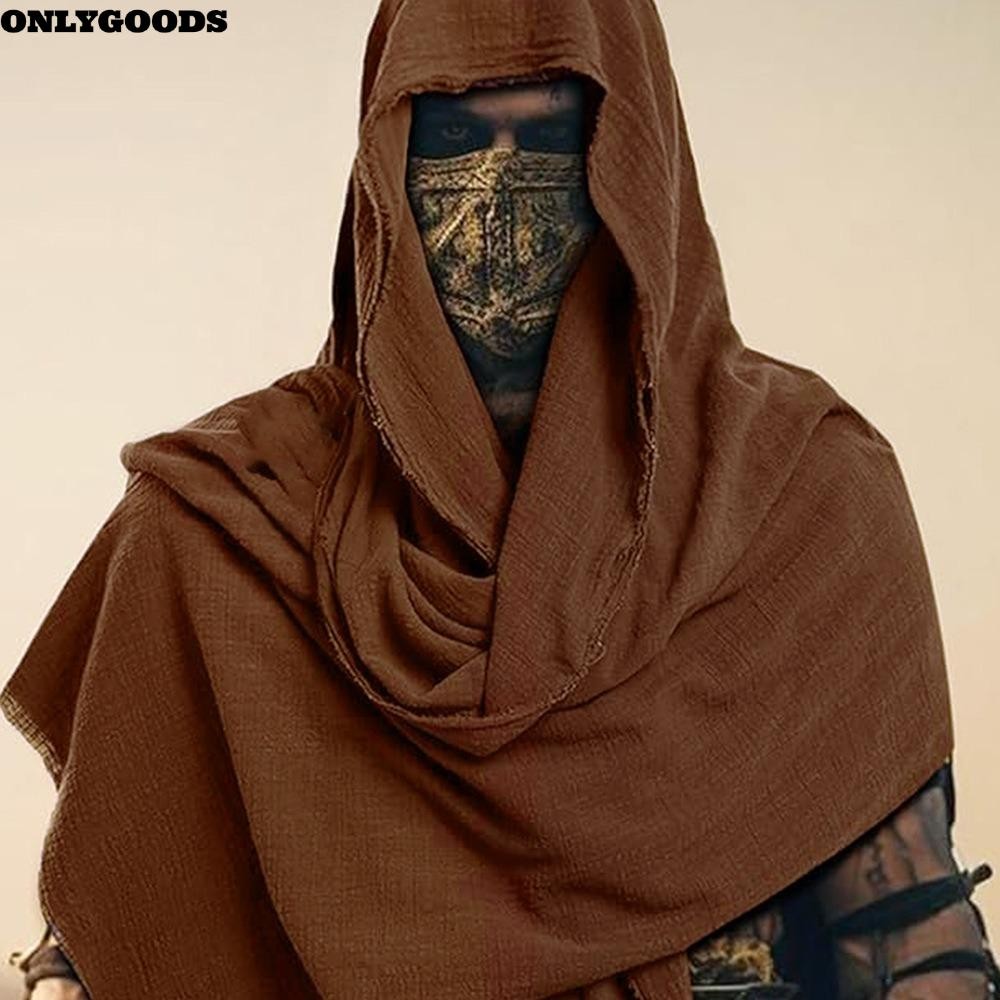 ONLY Men's Medieval Pirate Retro Hood, Unisex Black/Brown Wrap Cloak ...
