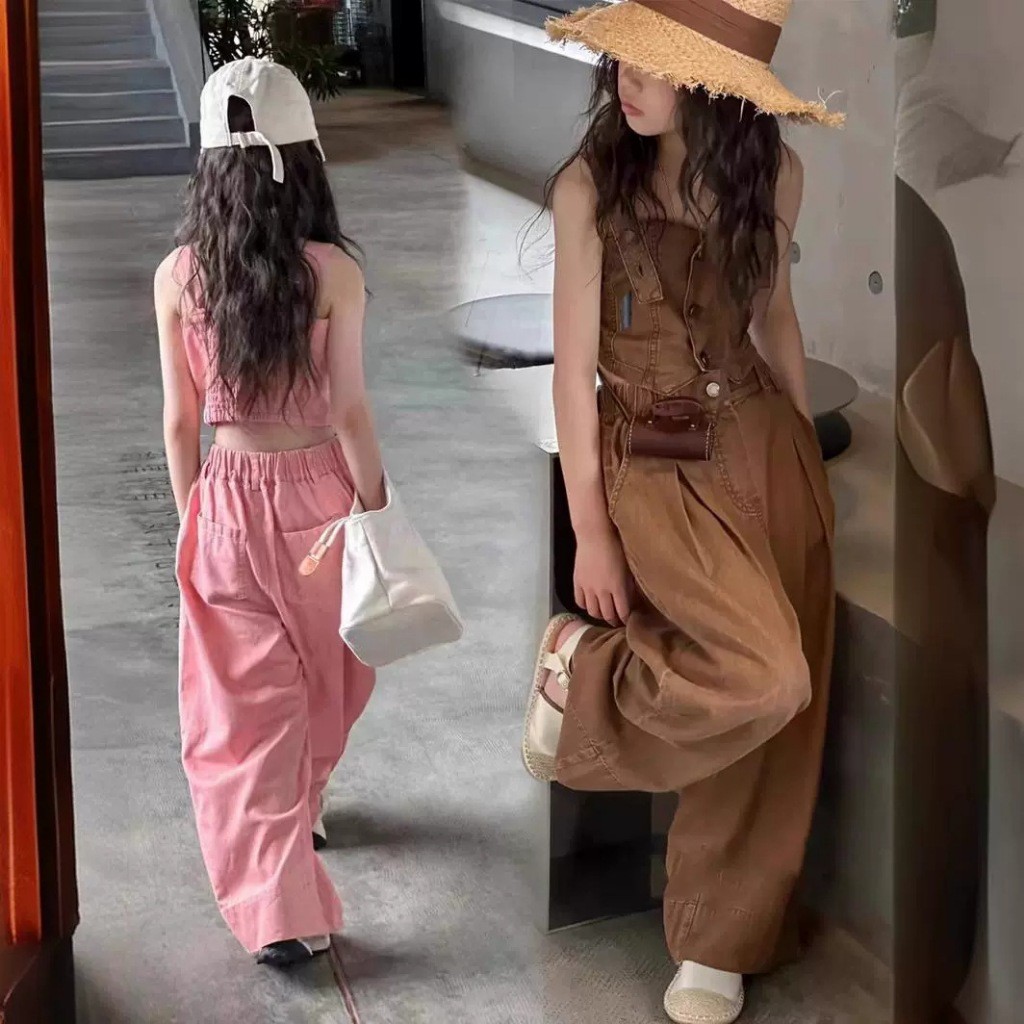 Bellini - Girls' plain overalls and trousers set - S003 | Shopee Singapore
