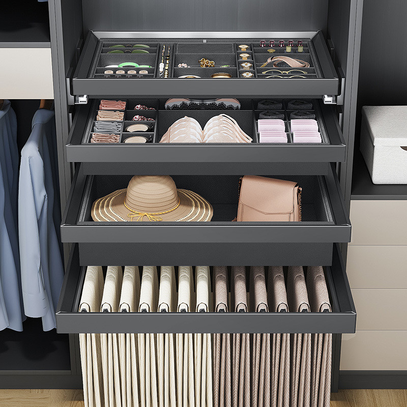 Pant Rack Extensible Shelf Drawer Style Wardrobe Pull-out Basket ...