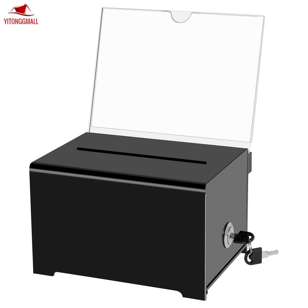 Acrylic Donation Box with Lock Clear Ballot Box with Removable Sign ...