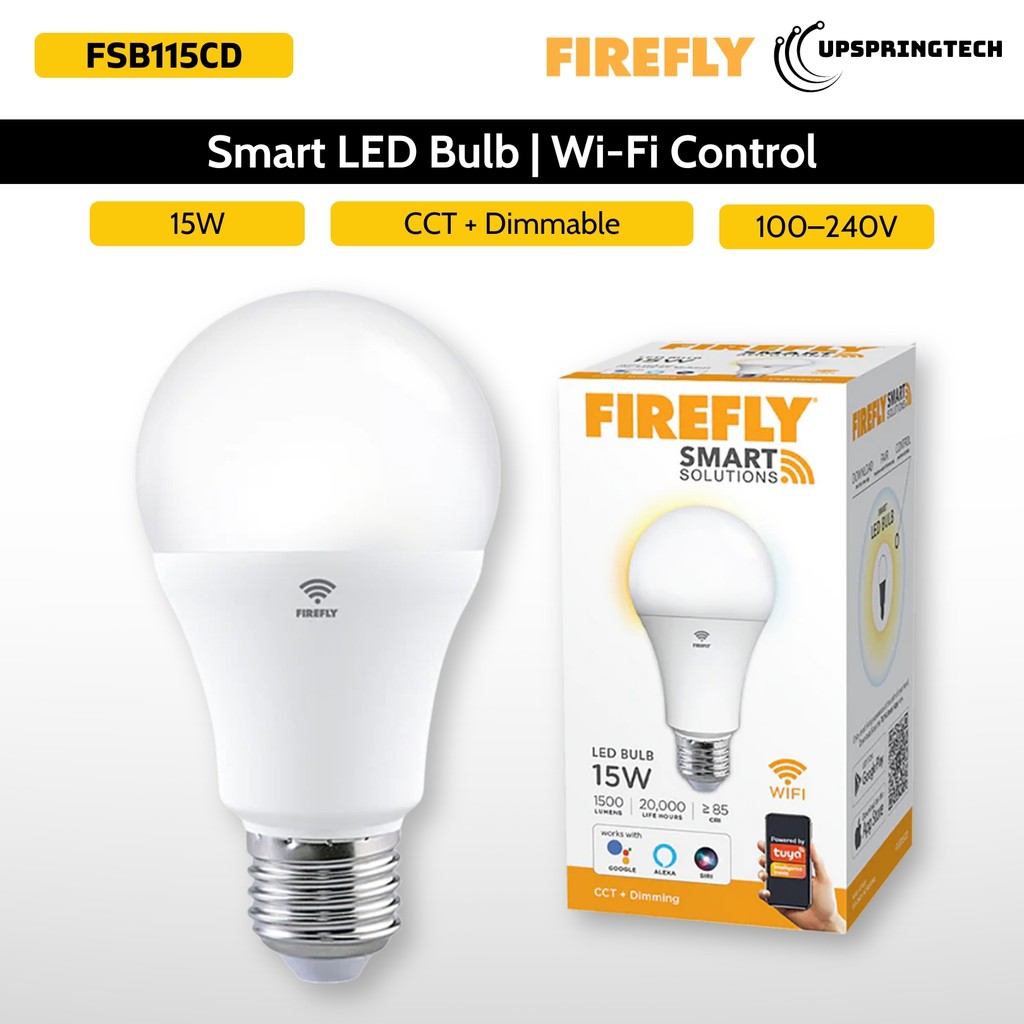 Firefly Smart LED Bulb 15W (FSB115CD) – CCT + Dimmable | Wi-Fi Control ...