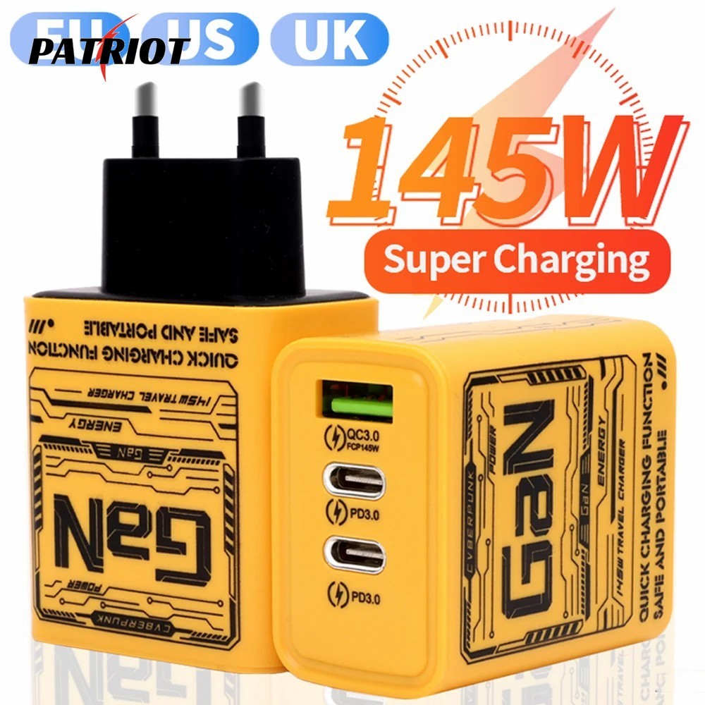 145W 3-Port PD USB-A Charger - EU/US/UK Standard Reverse Charger - Wall ...