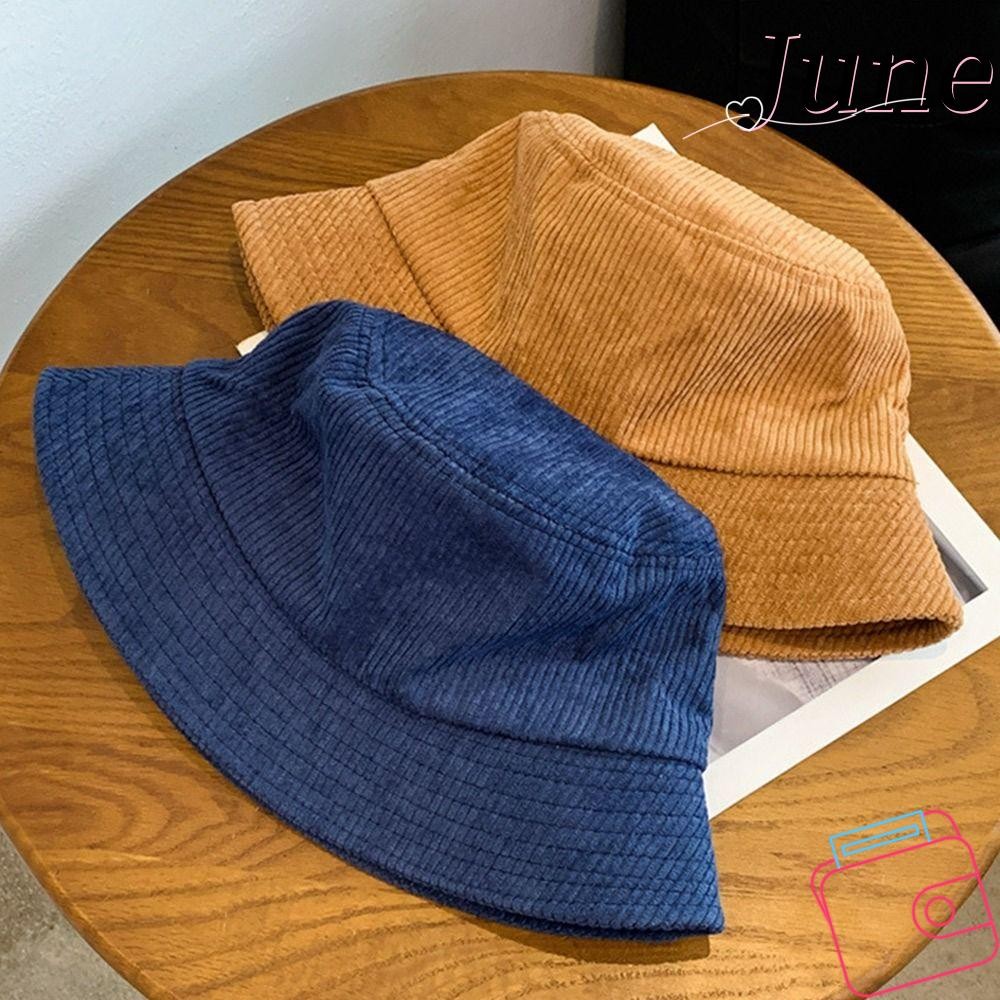 JUNE Bucket Hat, Warm Soft Fisherman Cap, Outdoor Casual Plush Corduroy ...